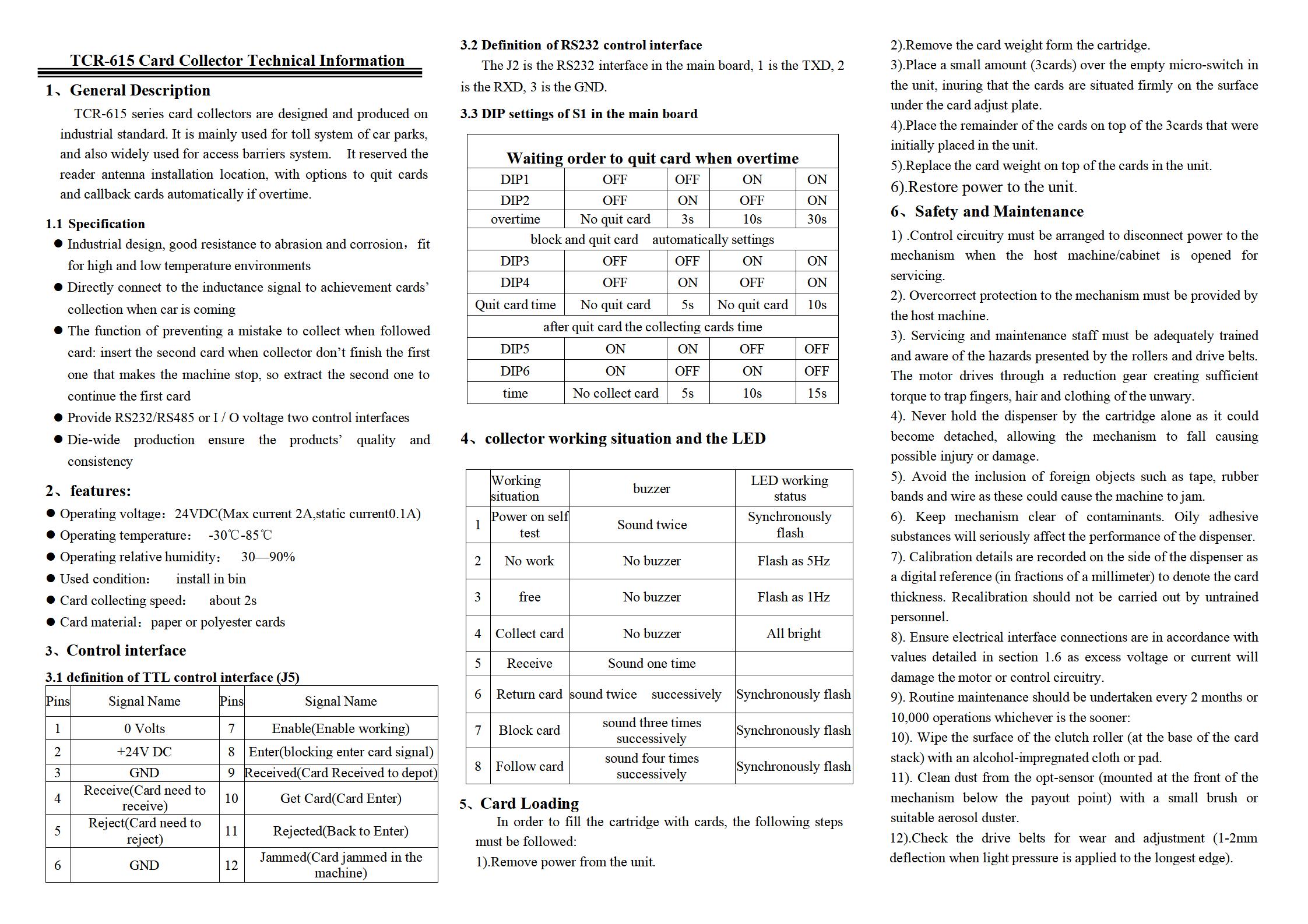 TCR-615 Card collector-AOPU